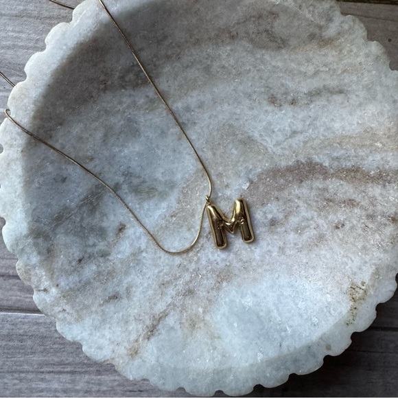 boutique | Jewelry | Hailey Bubble Letter Initial M Gold Necklace ...